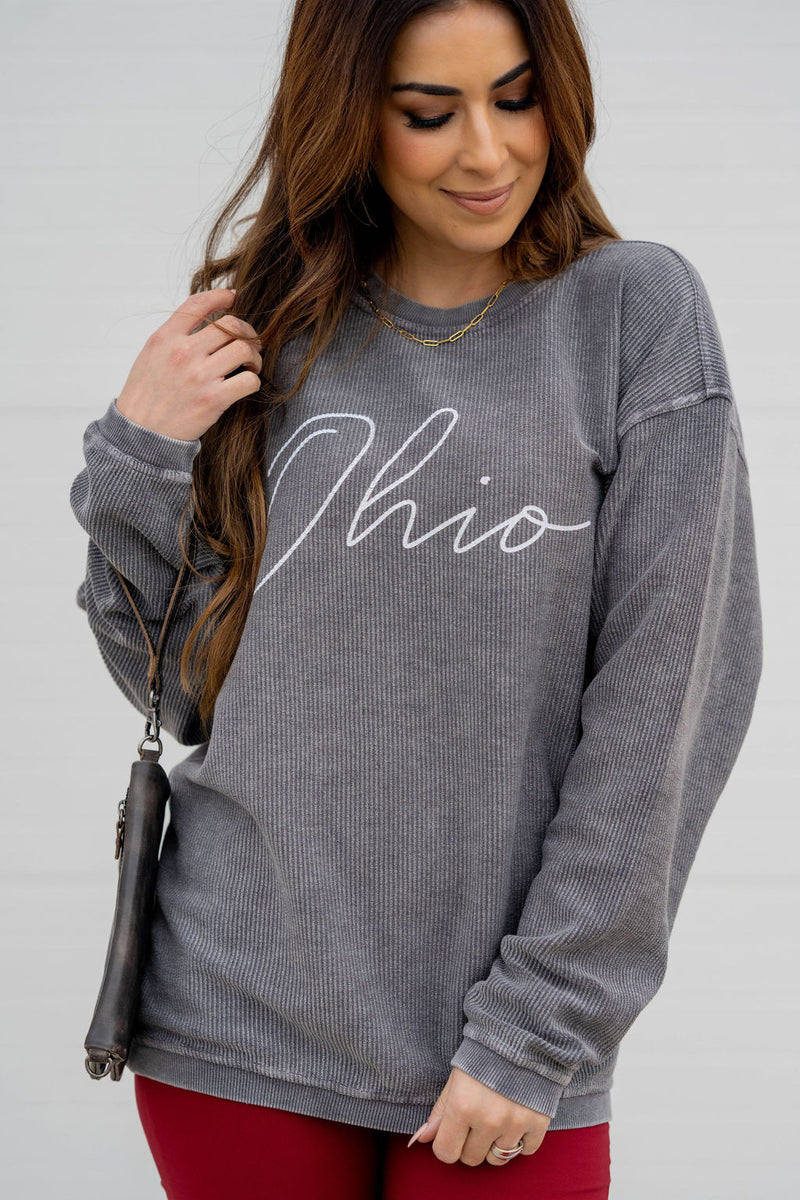 ! Ohio Ribbed Graphic Crewneck - Betsey's Boutique Shop