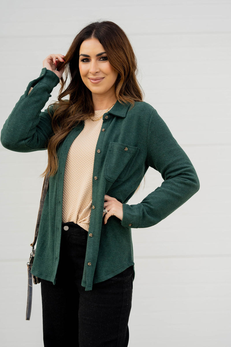 Simple Marled Shacket - Betsey's Boutique Shop