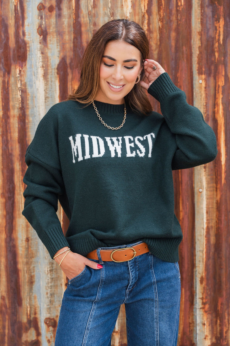 Midwest Ribbed Trim Sweater - Betsey's Boutique Shop