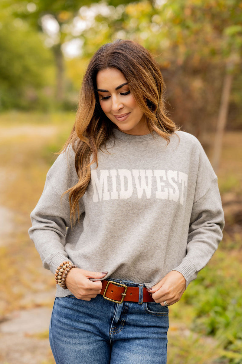 Midwest Heathered Sweater - Betsey's Boutique Shop - Shirts & Tops