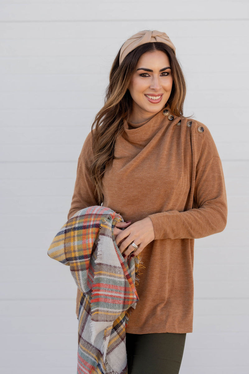 Side Button Wrap Sweater - Betsey's Boutique Shop - Outerwear