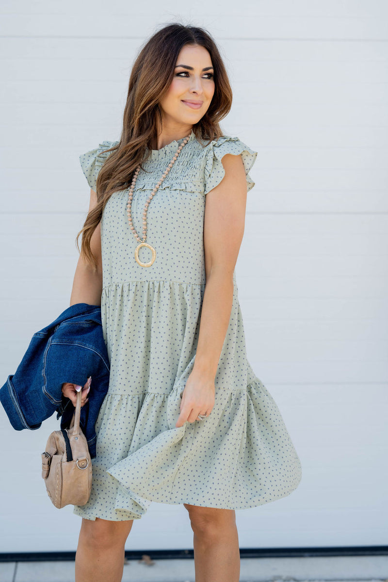 Speckled Smocked Top Dress - Betsey's Boutique Shop