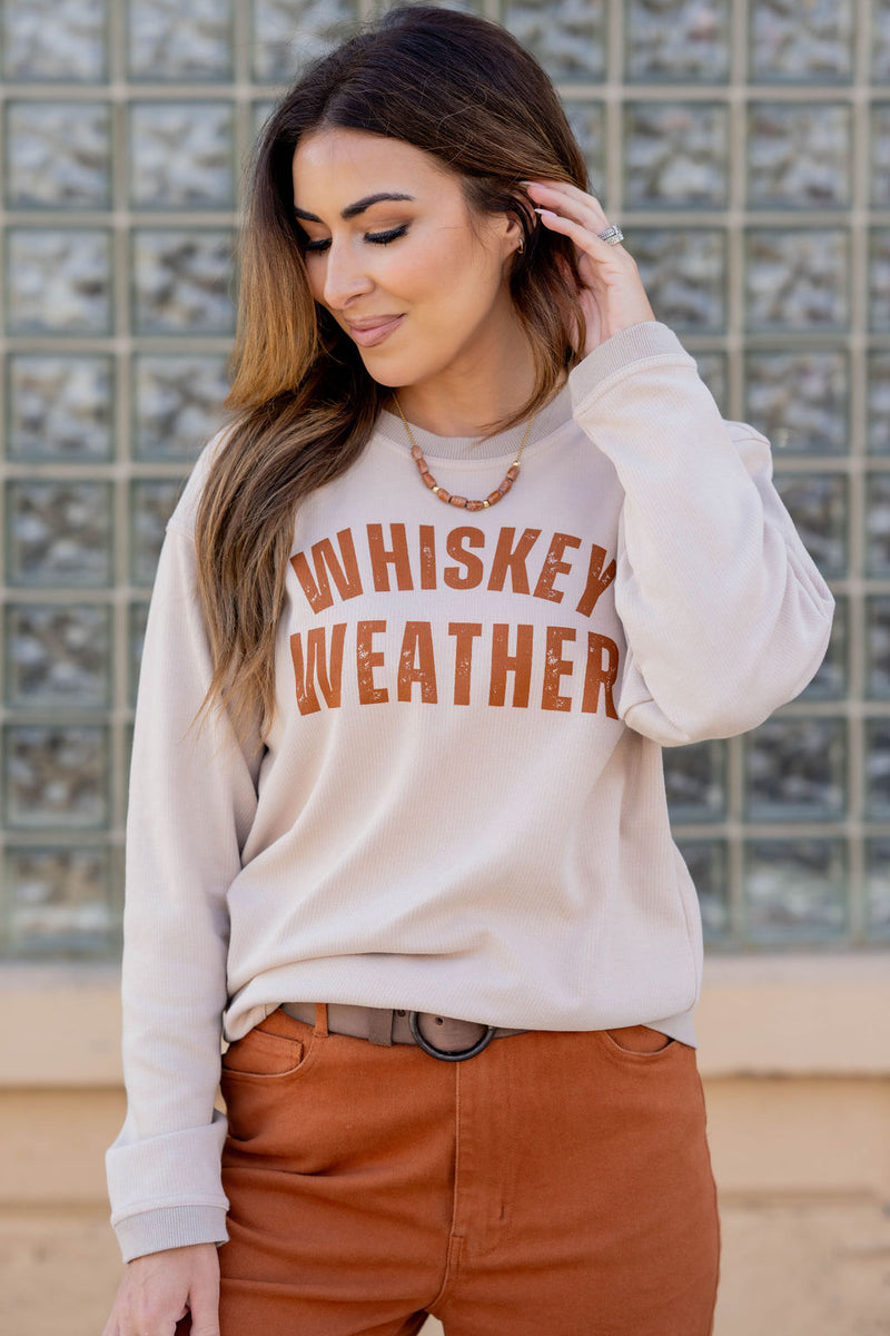 Whiskey Weather Ribbed Graphic Crewneck - Betsey's Boutique Shop ...