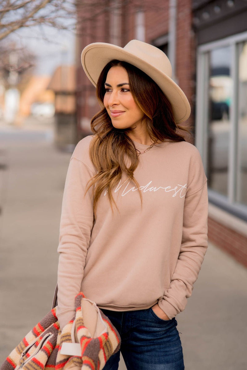 Midwest Cursive Graphic Crewneck - Betsey's Boutique Shop - Shirts & Tops
