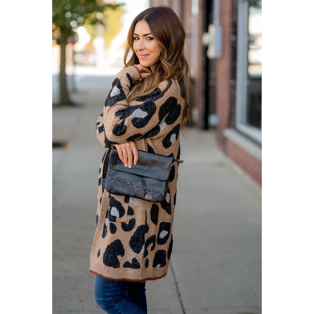 Cognac Trim Leopard Tunic Cardigan - Betsey's Boutique Shop - Coats ...