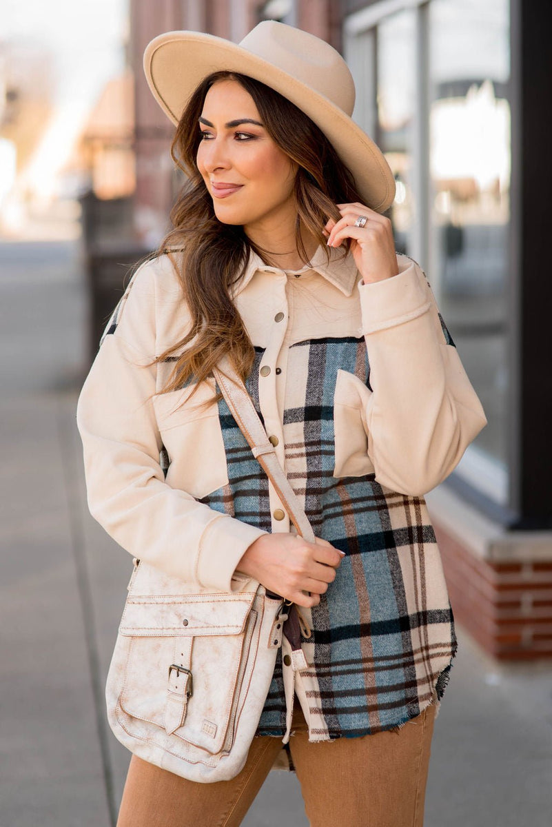 Frayed Edge Plaid Shacket - Betsey's Boutique Shop