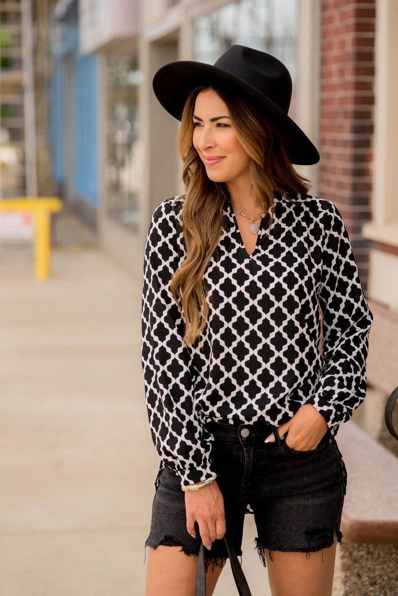 Geo Blouse - Betsey's Boutique Shop - Shirts & Tops