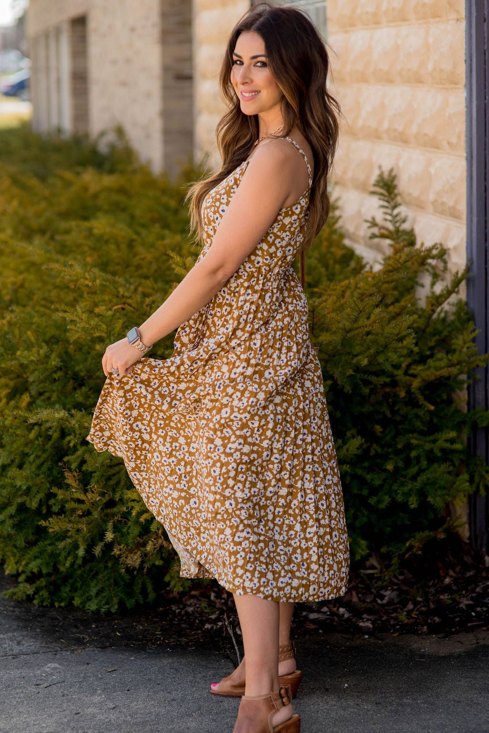 Floral Pleated Bottom Midi Dress - Betsey's Boutique Shop